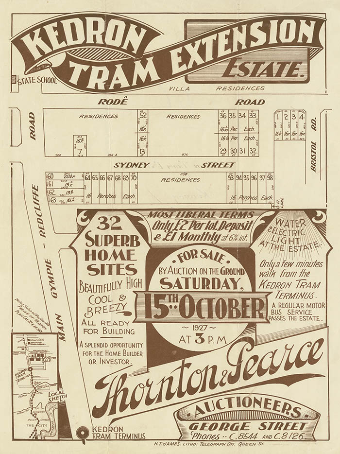Poster Estate Map - Kedron Tram Extension, Kedron 1927 – Library Shop