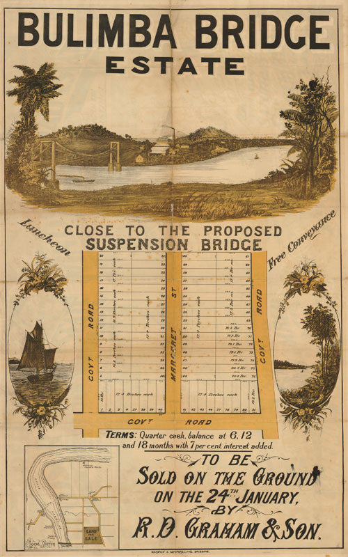 Poster Estate Map - Bulimba Bridge 1885 – Library Shop