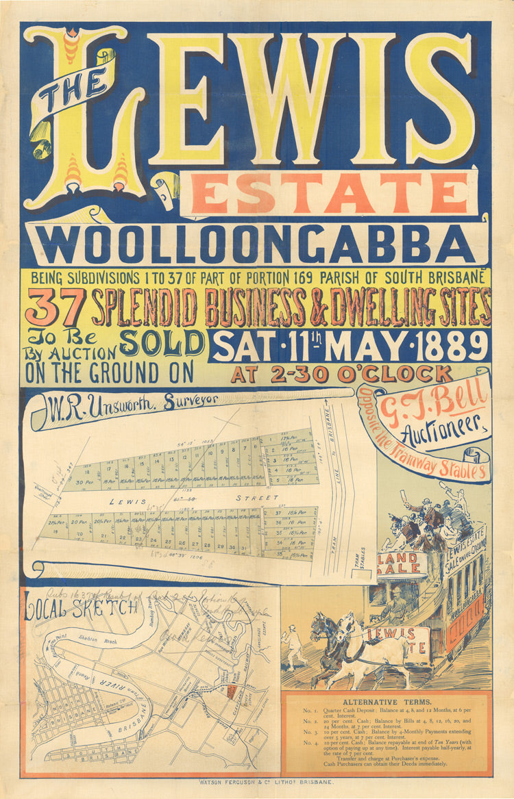 Poster Estate Map - Lewis Estate Woolloongabba 1889 – Library Shop