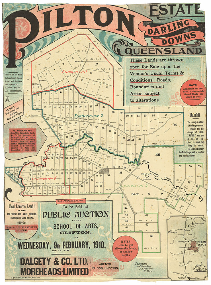 Poster Estate Map - Pilton Estate, Darling Downs 1910 – Library Shop