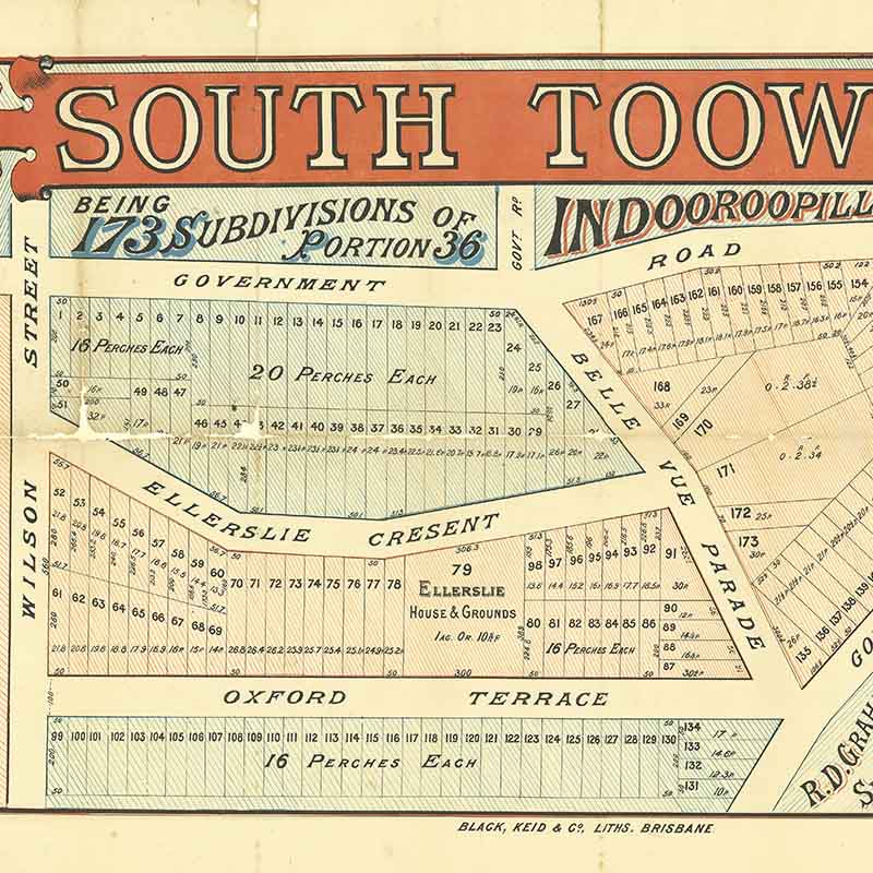Poster Estate Map - South Toowong, Indooroopilly 1884 – Library Shop
