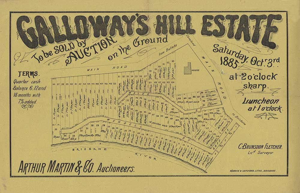 Poster Estate Map - Galloways Hill Estate, Norman Park 1885 – Library Shop