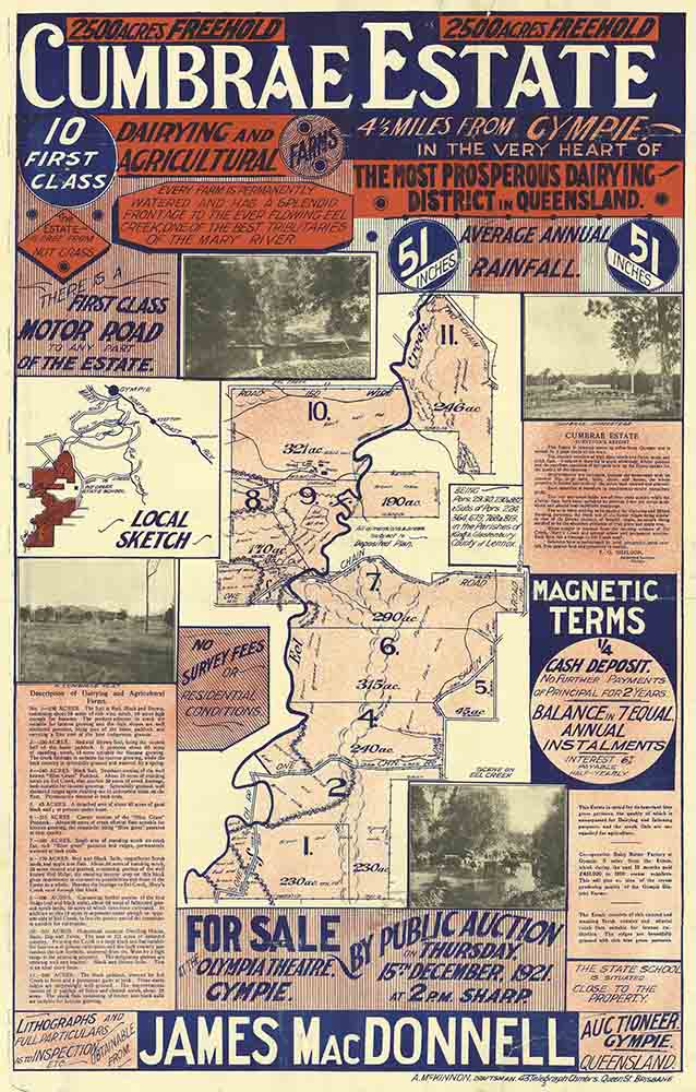 Poster Estate Map - Cumbrae Estate, Gympie 1921 – Library Shop