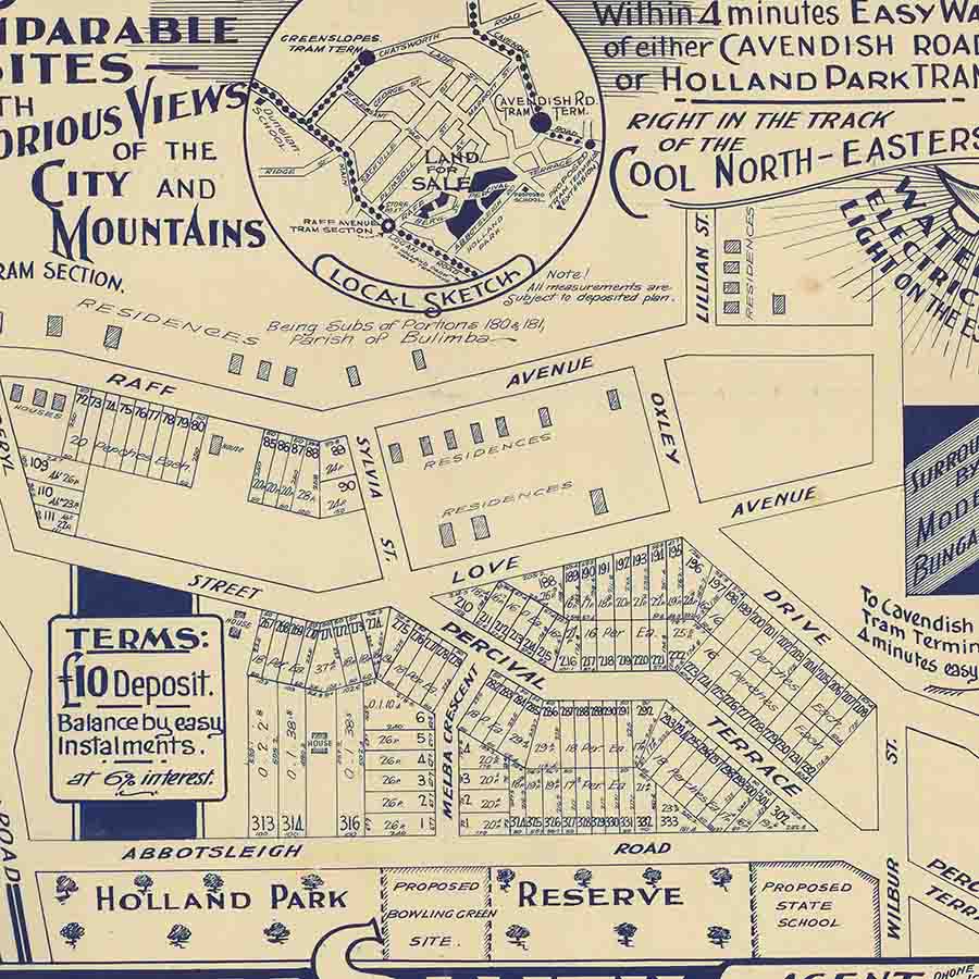 Poster Estate Map - Stonehaven Heights, Holland Park 1930 – Library Shop
