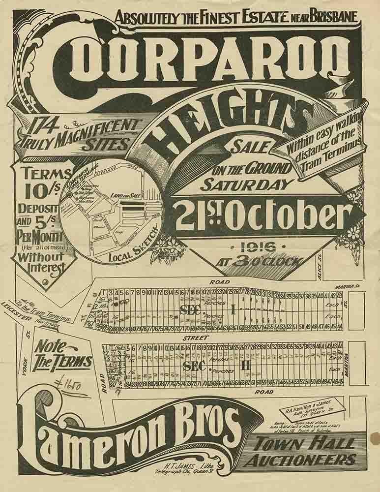 Poster Estate Map - Coorparoo Heights, Coorparoo 1916 – Library Shop