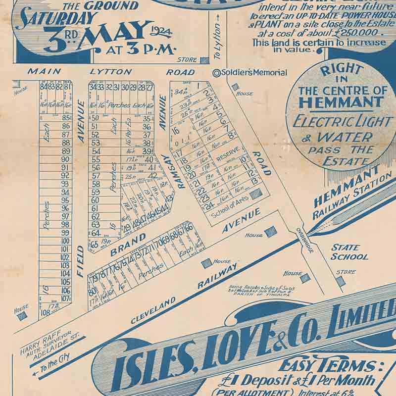 Poster Estate Map - Hemmant Park Estate, Hemmant 1924 – Library Shop