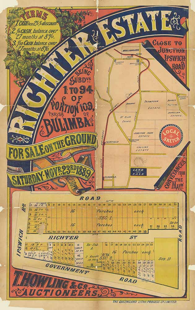 Poster Estate Map - Richter Estate, Annerley 1889 – Library Shop