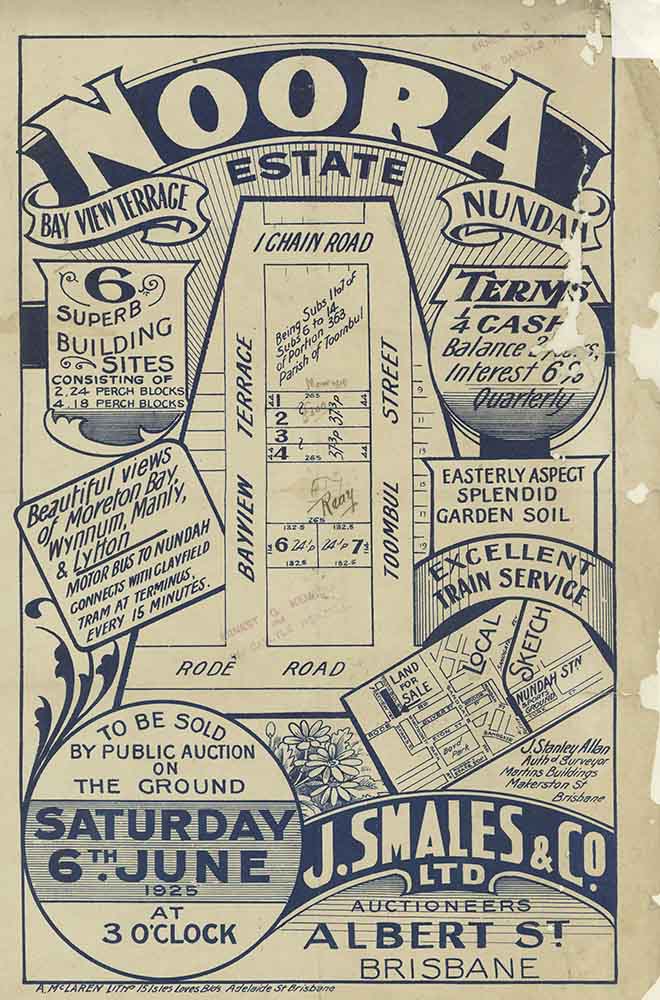 Poster Estate Map - Noora Estate, Nundah 1925 – Library Shop