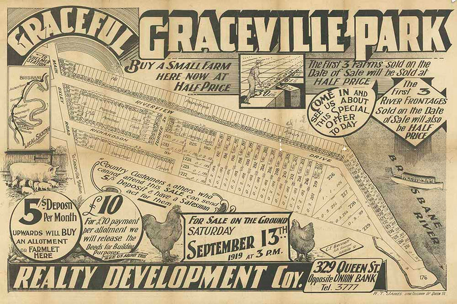 Poster Estate Map - Graceville Park, Chelmer 1919 – Library Shop
