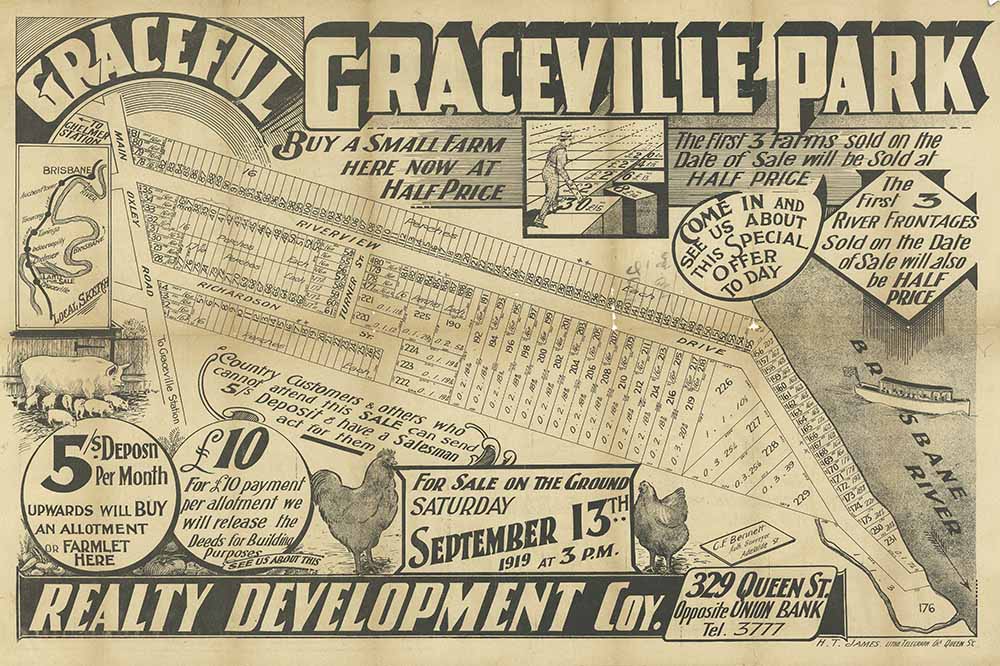 Poster Estate Map - Graceville Park, Chelmer 1919 – Library Shop