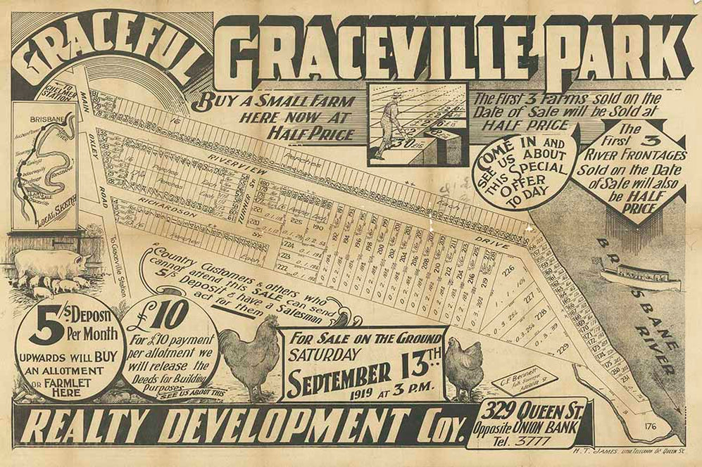 Poster Estate Map - Graceville Park, Chelmer 1919 – Library Shop