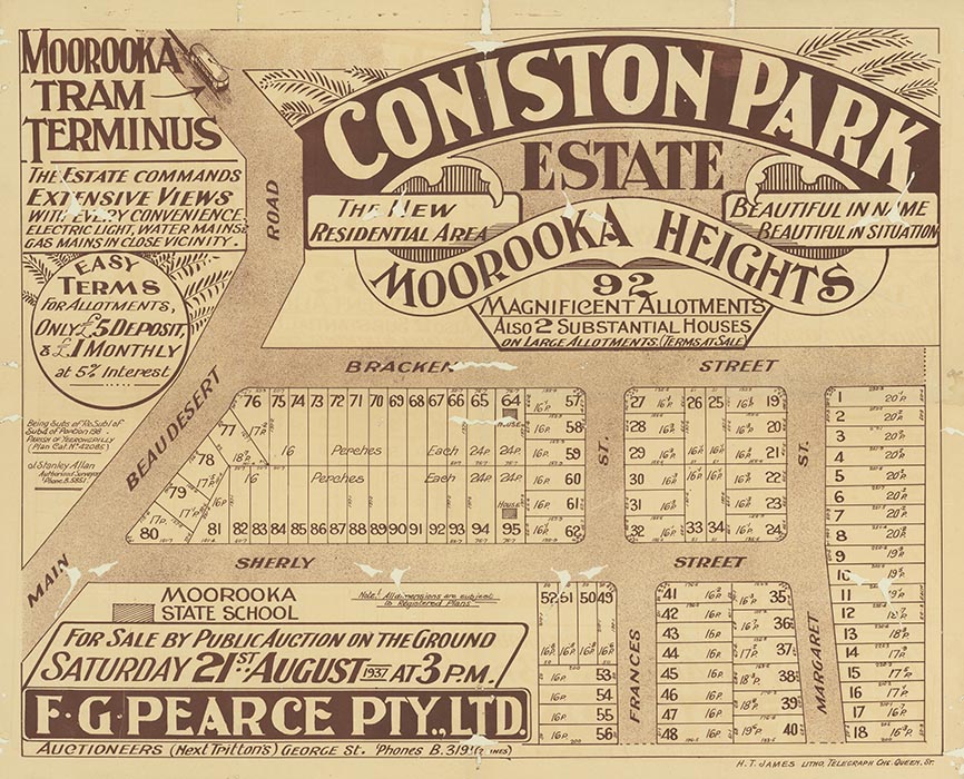 Poster Estate Map - Coniston Park Estate, Moorooka 1937 – Library Shop
