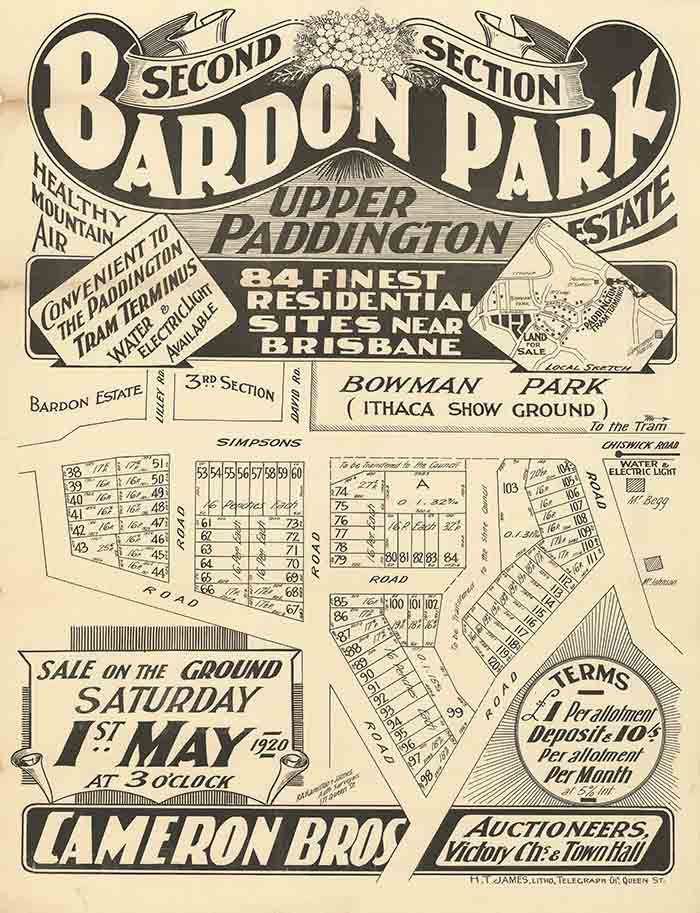 Poster Estate Map - Bardon Park Estate, Bardon 1920 – Library Shop