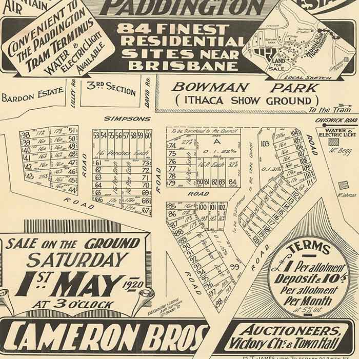 Poster Estate Map - Bardon Park Estate, Bardon 1920 – Library Shop