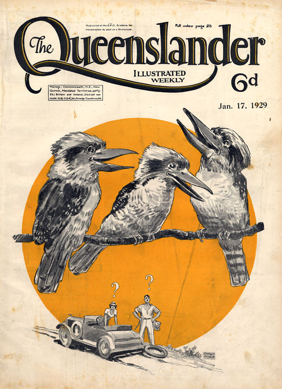 Poster Cover from The Queenslander 1929 - Laughing Kookaburras ...