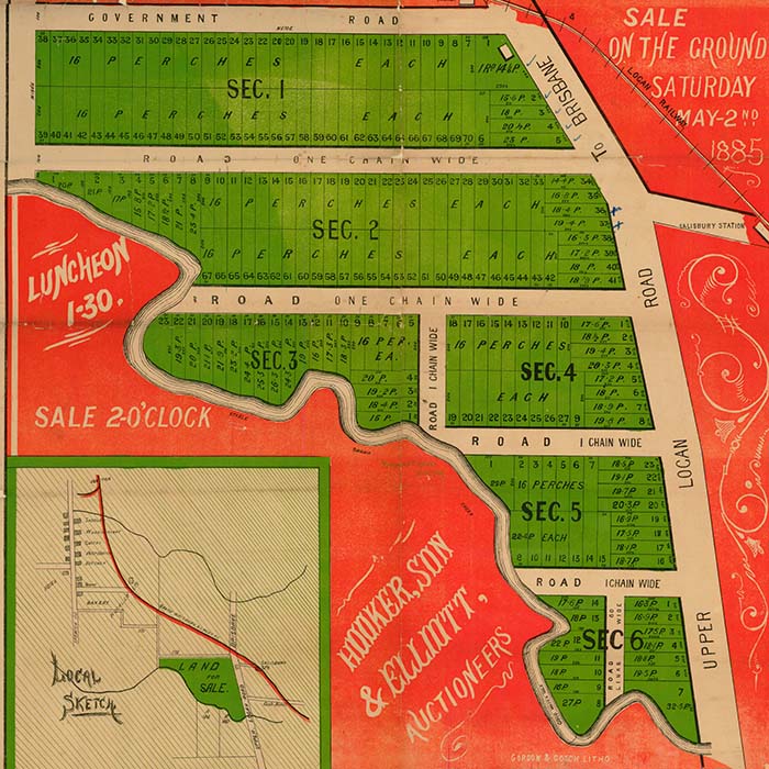 Poster Estate Map - Logan Railway Estate Salisbury 1885 – Library Shop